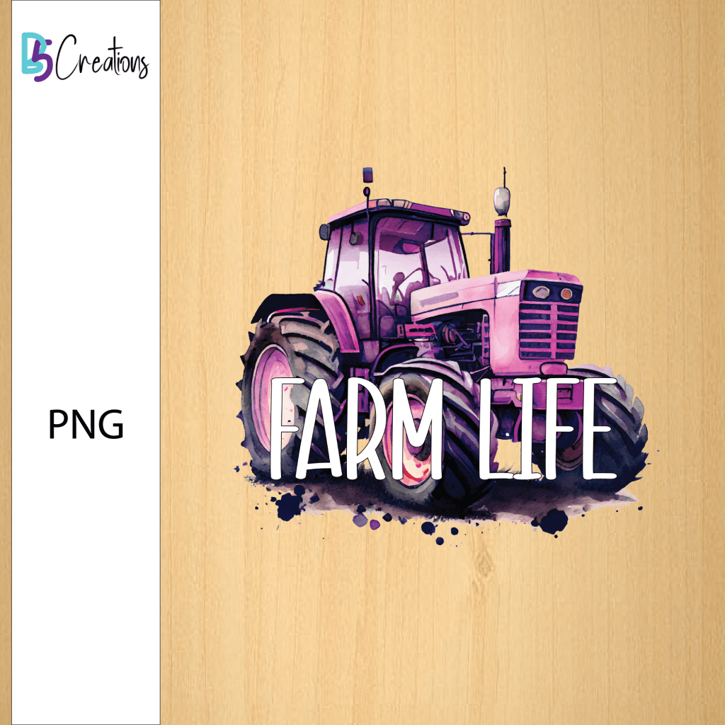 Farm Life - Purple Water Color Tractor PNG Sublimation Design - B5 ...